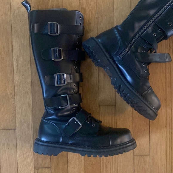 Demonia | Shoes | Demonia Dolls Kill Black Buckle Heavy Moto Boots 2 ...